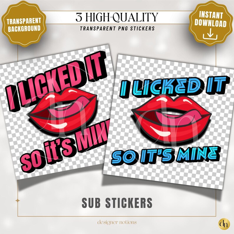 Funny Tongue Lips Tiktok Sticker: I Licked It, PNG Stream Overlay ...