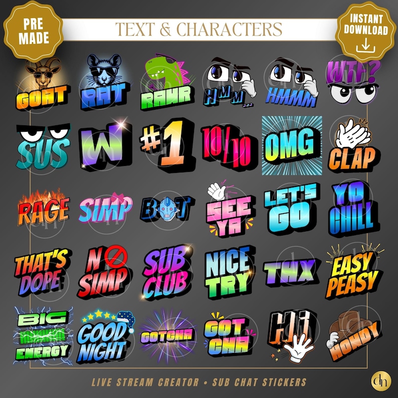 Tiktok Live Stream Chat Stickers PNG Bundle – 80+ Cute Emoji Style ...