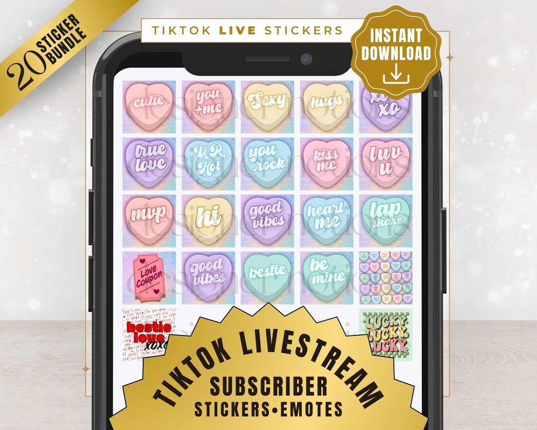 Tiktok Subscriber Stickers, Valentine Tik Tok Sub Emote, Twitch ...