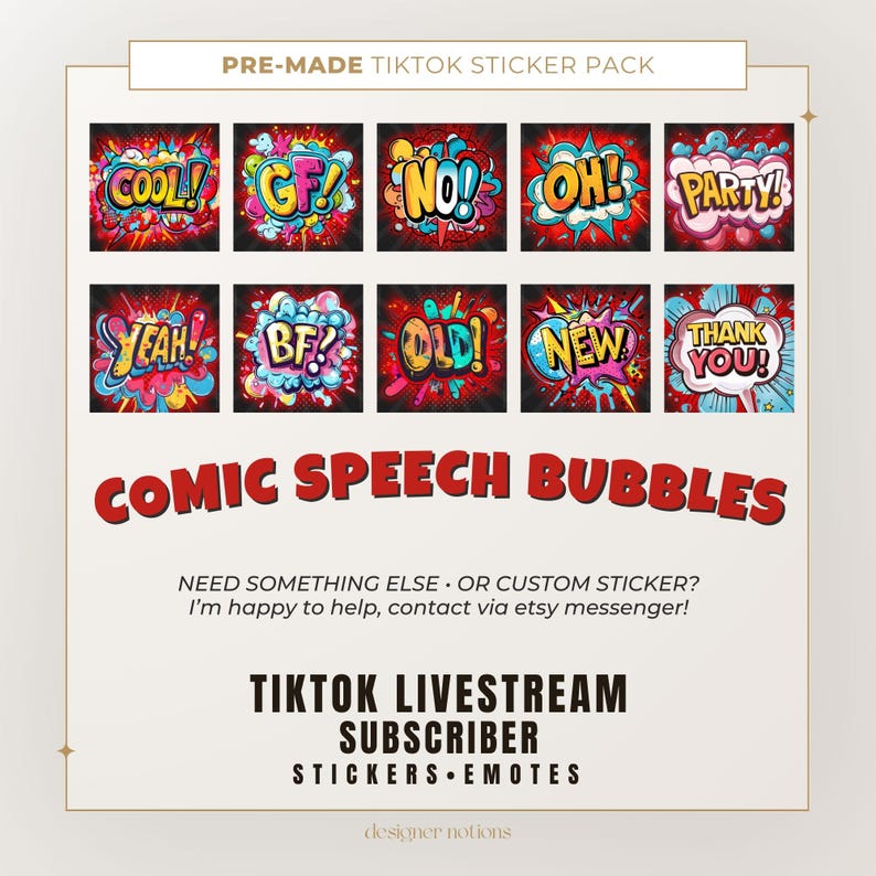 Tiktok Subscriber Stickers, Tik Tok Sub Stickers, Livestream Stickers ...