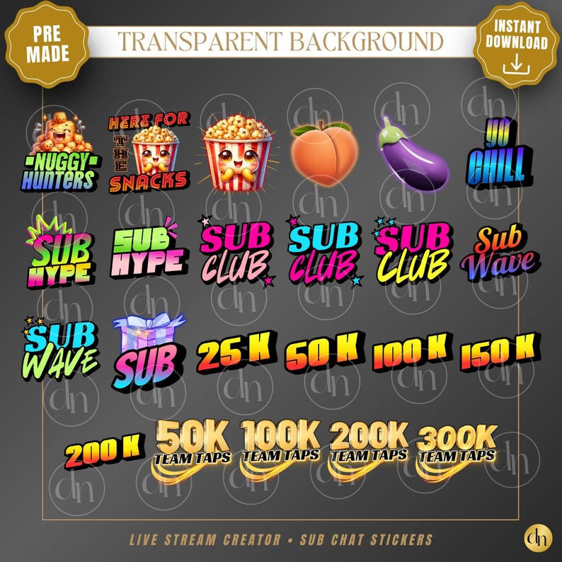 Tiktok Live Stream Chat Stickers PNG Bundle – 80+ Cute Emoji Style ...