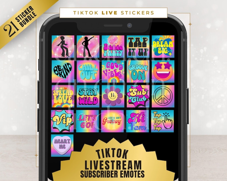 Neon Pink Disco Tiktok Live Stream Emotes: Groovy Sub Stickers (digital ...