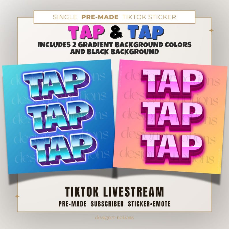 Tik Tok Sub Sticker, Tap Tap Tap Emote, 3D Subscriber Sticker, Tiktok ...