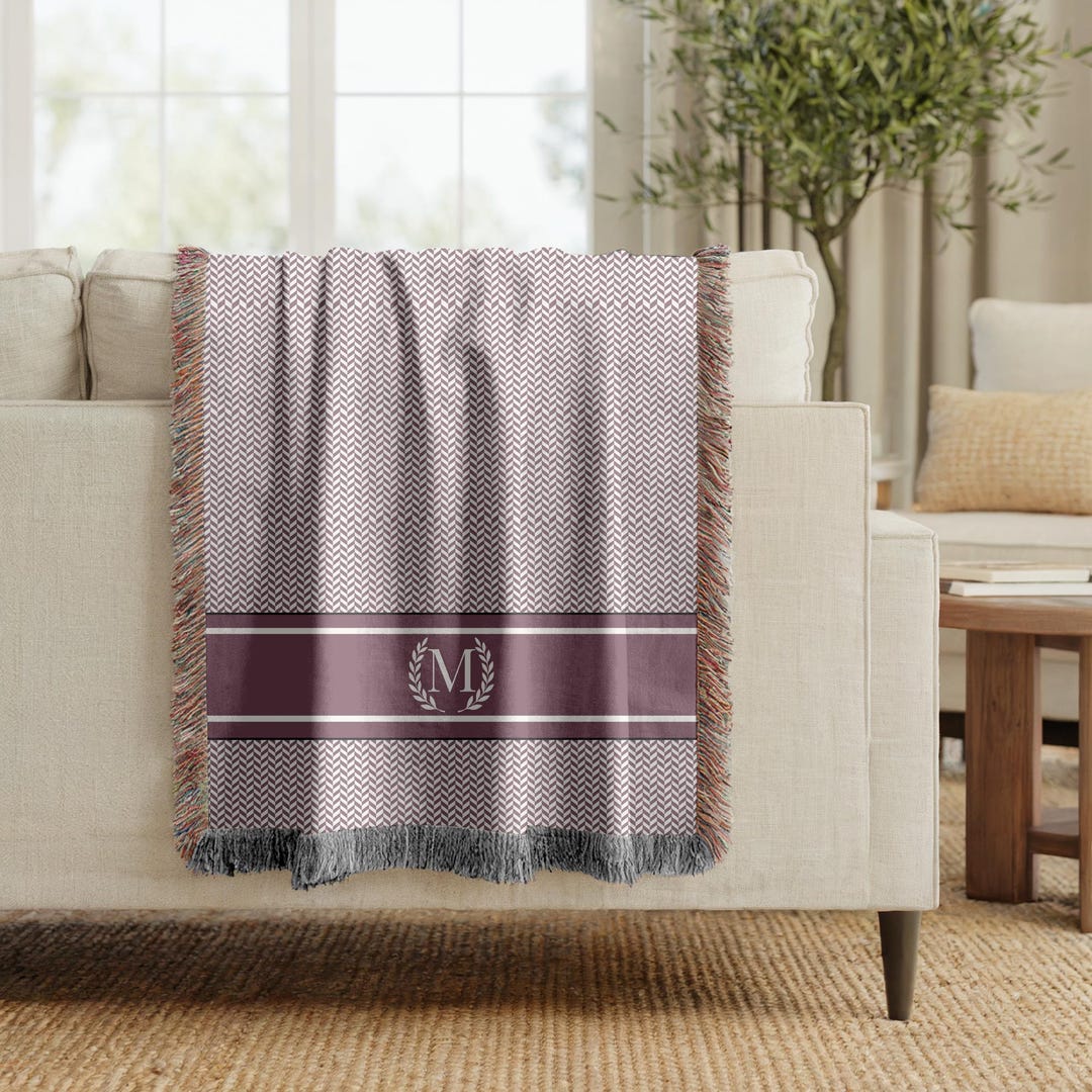 Personalized Woven Baby Blanket With Monogram Crest, Custom Name ...