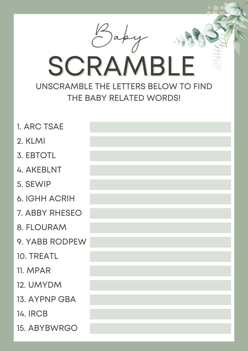 Baby Scramble Baby Shower Game - Etsy