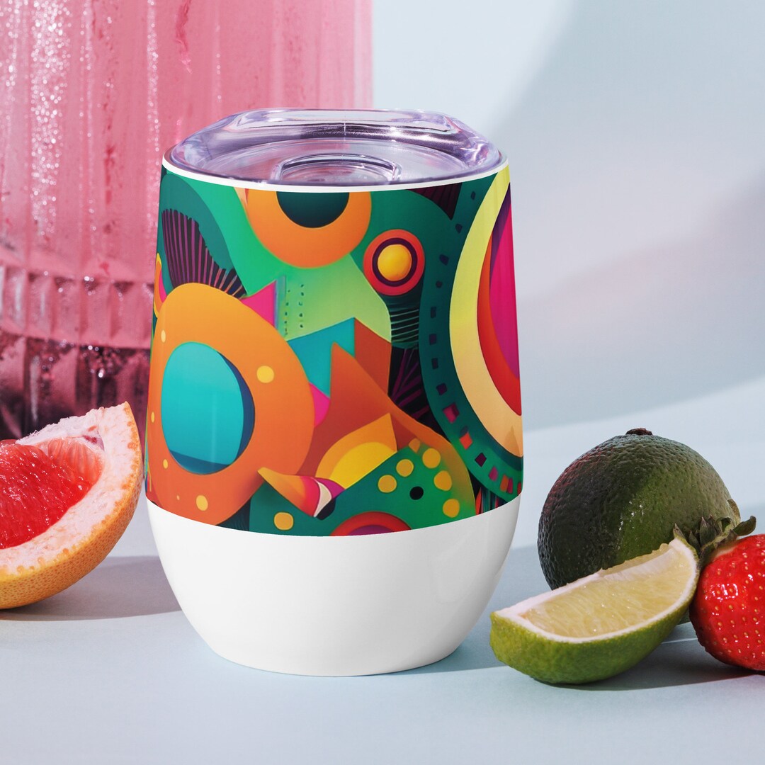 Chromatic Vortex Wine Tumbler, Insulated, Stainless Steel, 12 OZ, Lid ...