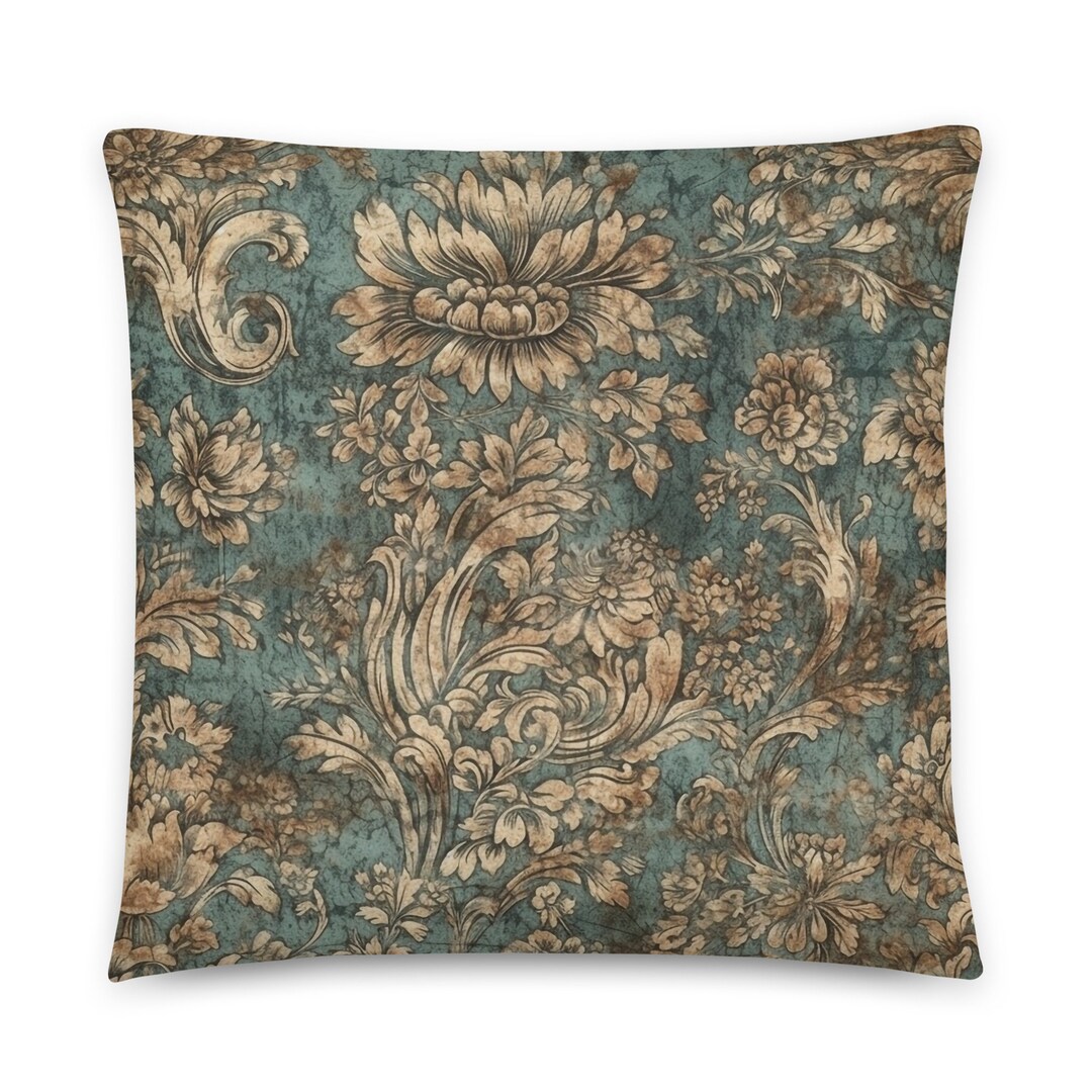 Victorian Floral Patina Throw Pillow, Couch Pillow, Sofa Pillow, Décor ...