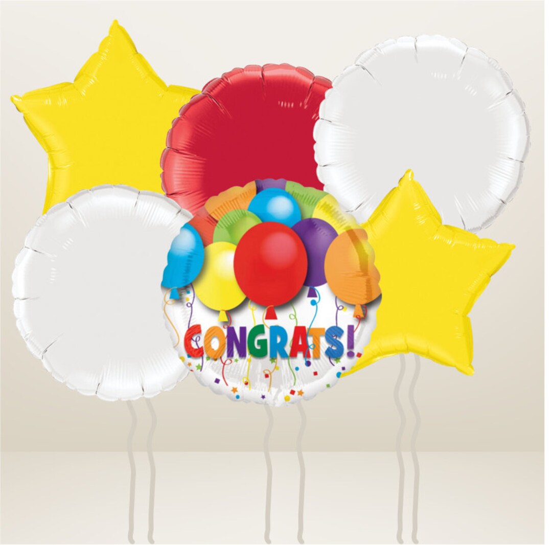 Congrats INFLATED Helium Balloon Bouquet, Congratulations Helium ...