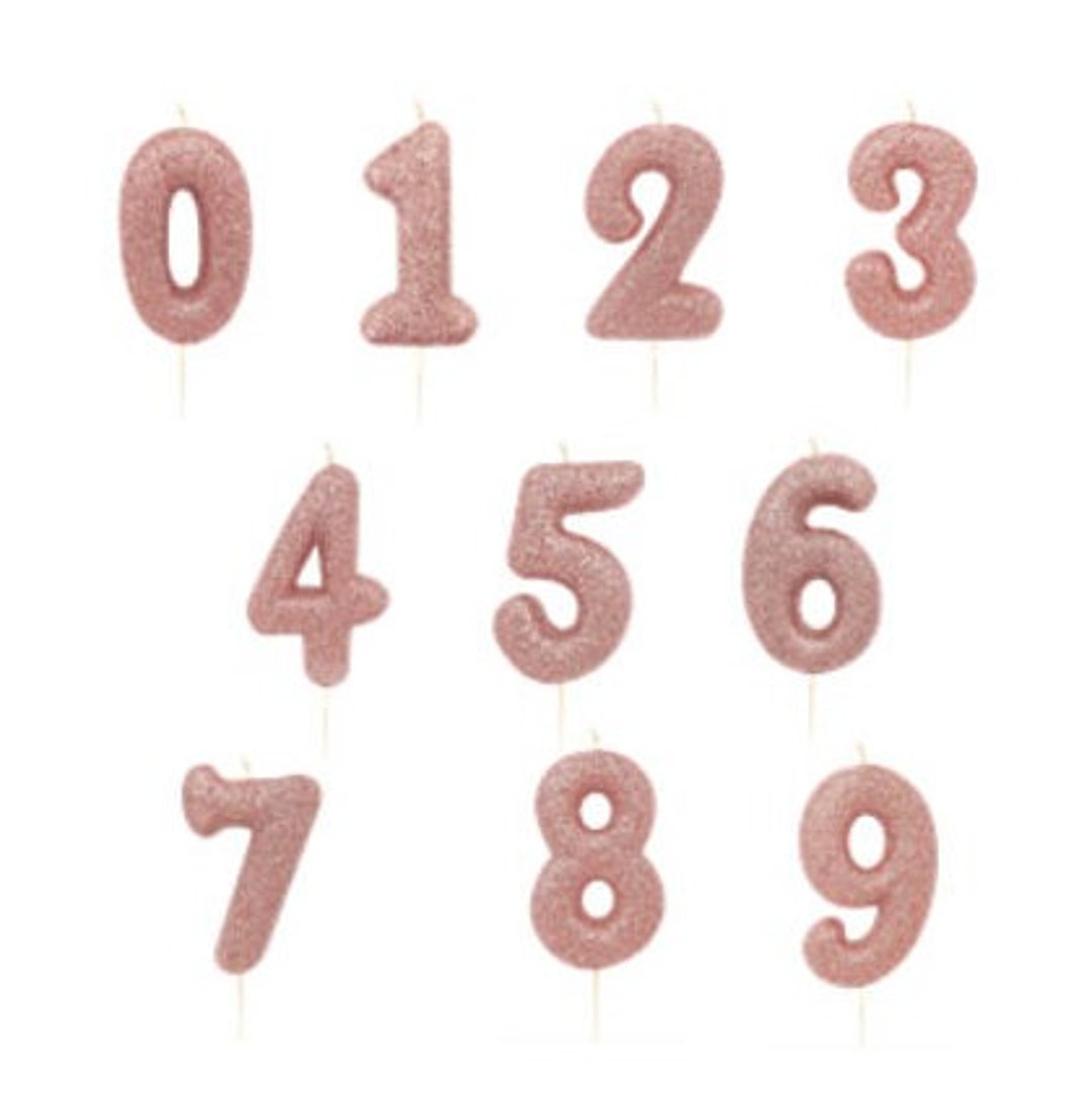 Rose Gold Glitter Number Candles, Perfect for Birthdays, Anniversaries ...
