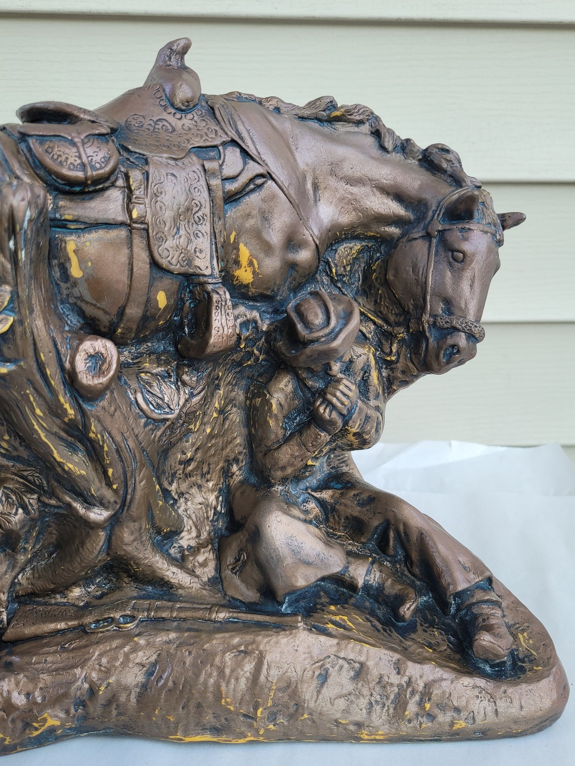 Relic Trademark Bronze Tone Cowboy and His Horse Statue - Etsy