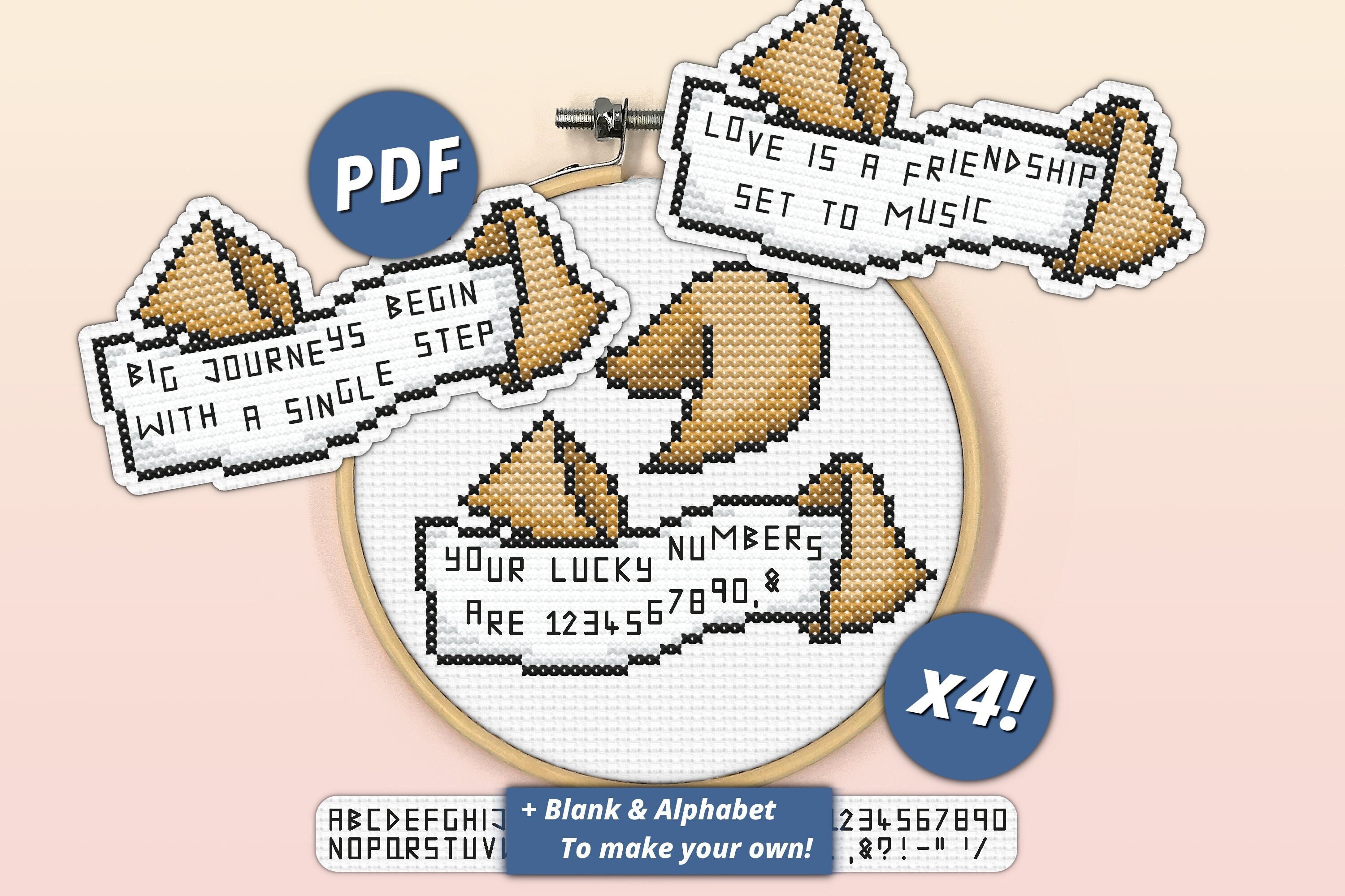 Fortune Cookie Cross Stitch Pattern, Modern Food Design, Customisable ...
