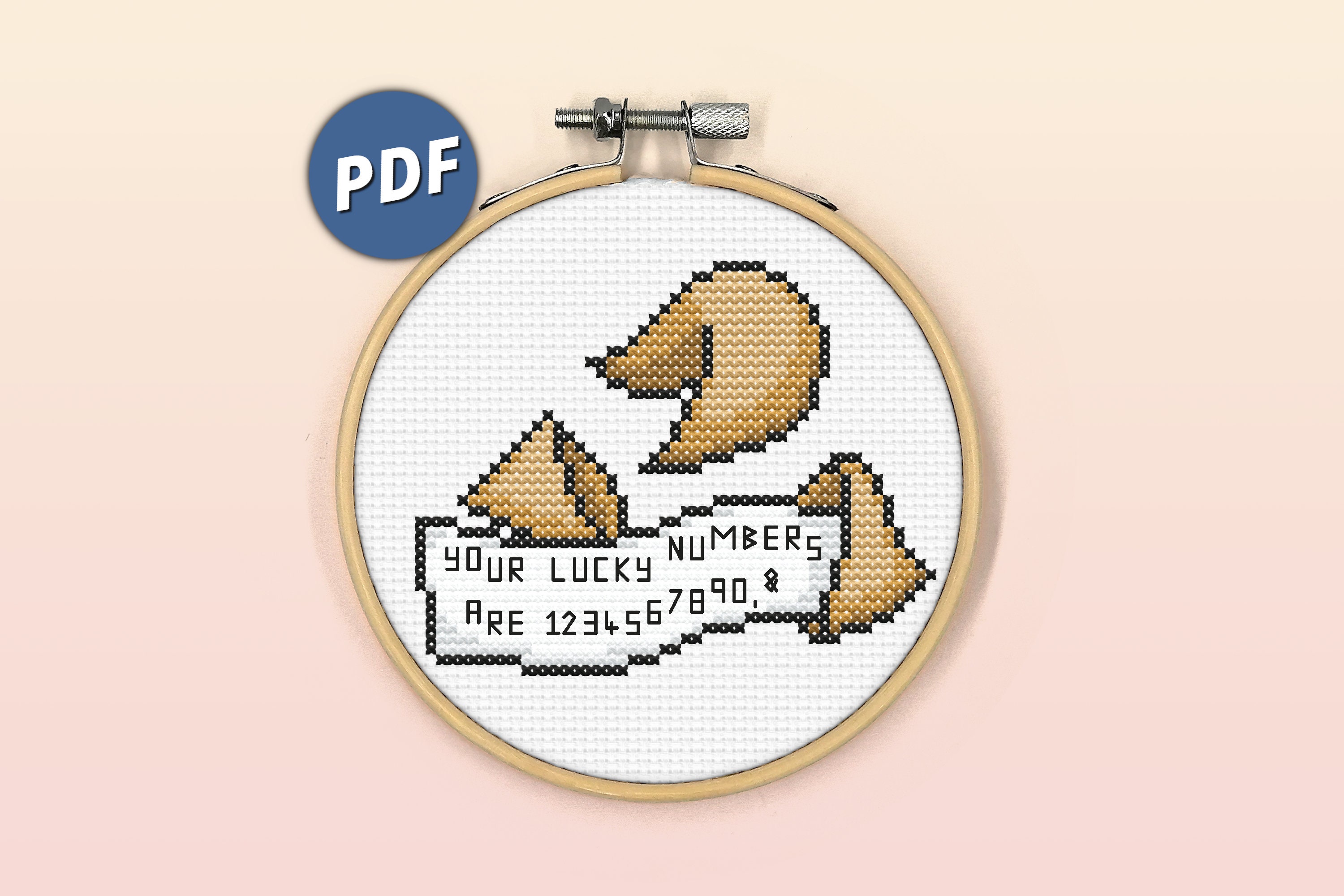 Fortune Cookie Cross Stitch Pattern, Modern Food Design, Customisable ...
