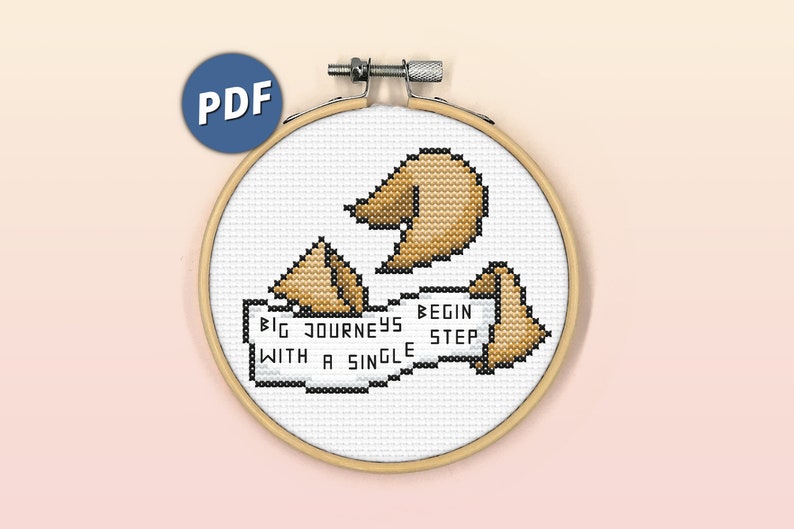 Fortune Cookie Cross Stitch Pattern, Modern Food Design, Customisable ...