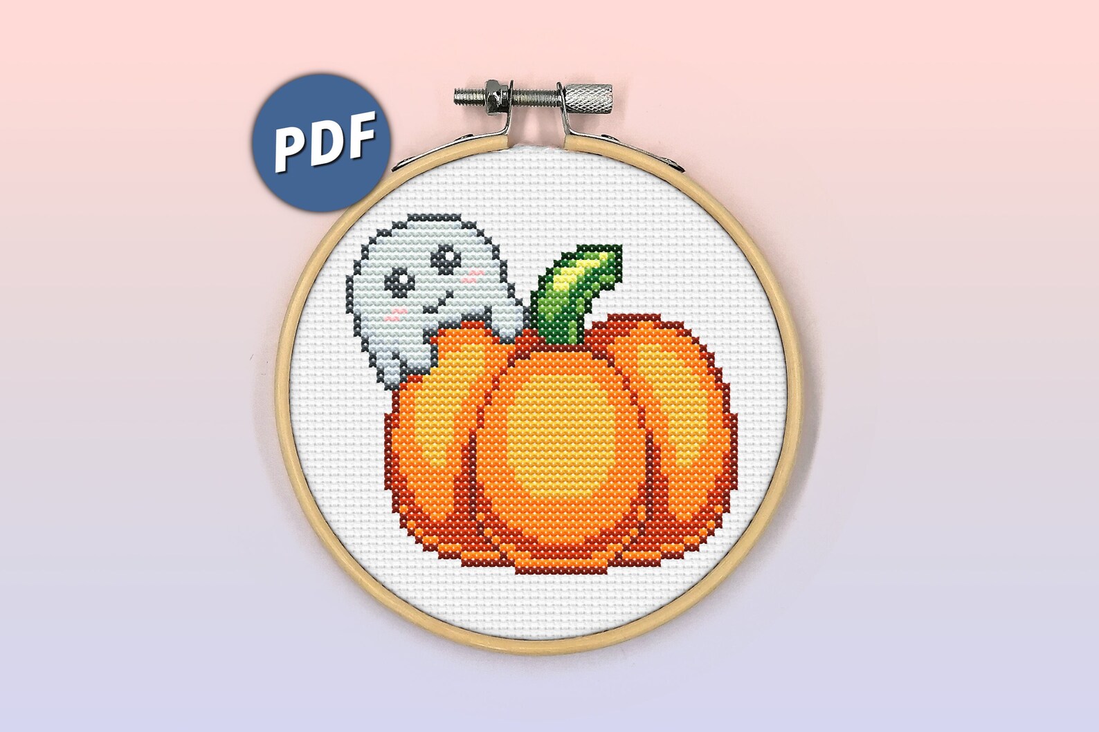 Ghost and Pumpkin Cross Stitch Pattern, Halloween Cross Stitch, Ghost ...
