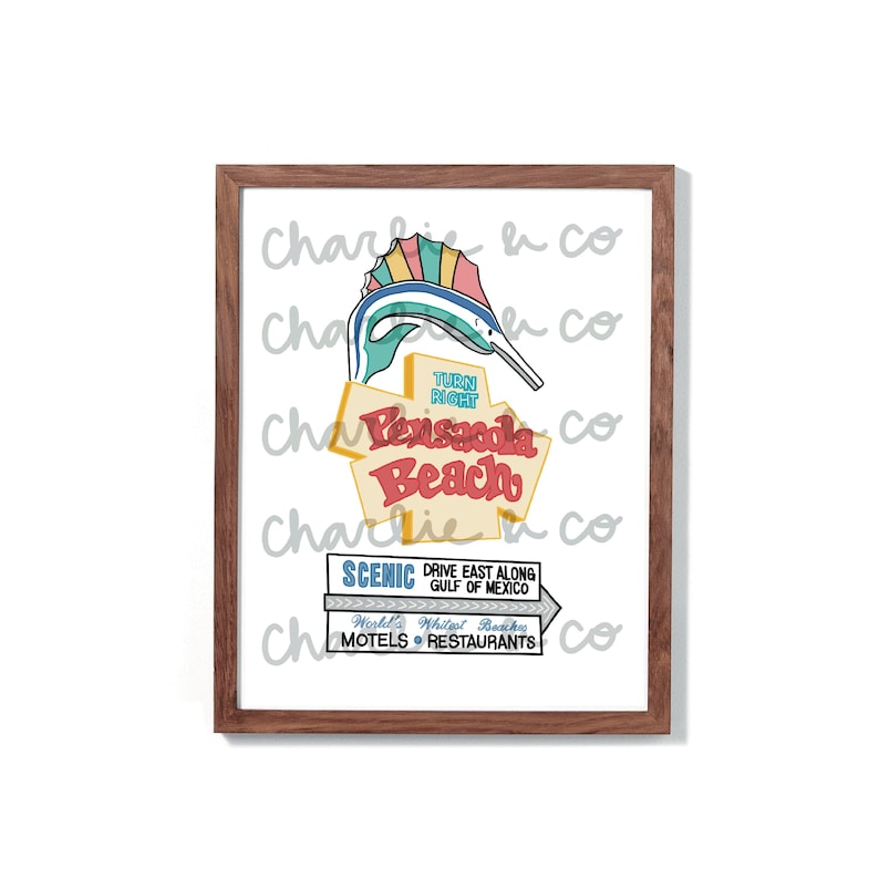 Pensacola Beach Sign (white Background) - Etsy