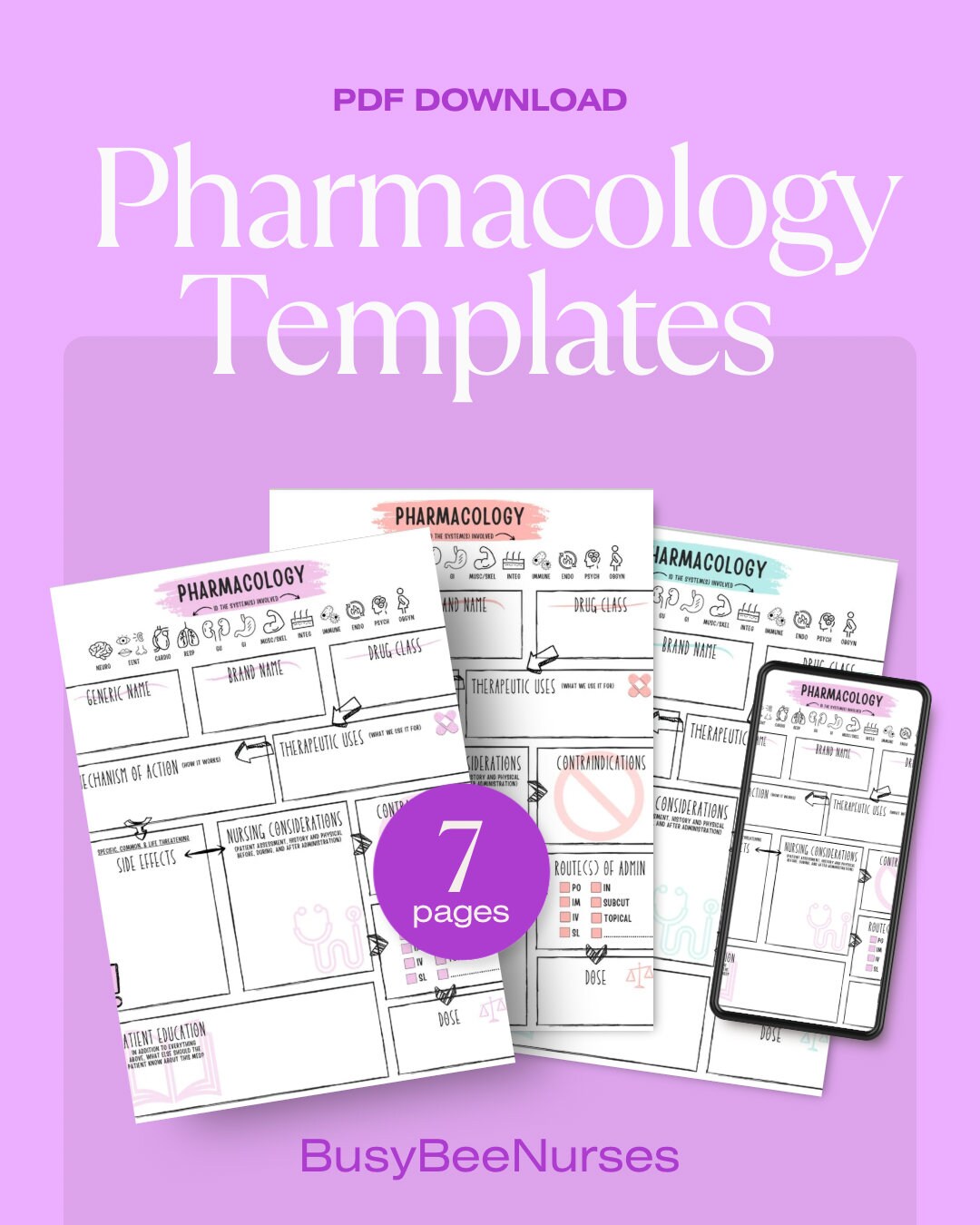 Pharmacology Templates for Nurses, Pharmacology for Medical Staff - Etsy