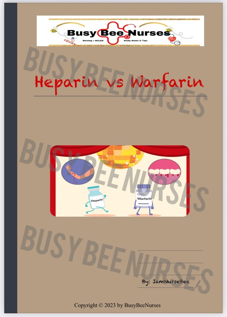 Nursing Pharmacology Heparin Vs Warfarin NCLEX Study Guide Pdf - Etsy Nursing Pharmacology Heparin Vs Warfarin NCLEX Study Guide Pdf - Etsy