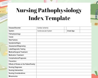 PRINTABLE PATHOPHYSIOLOGY TEMPLATE for Nursing Students - Etsy