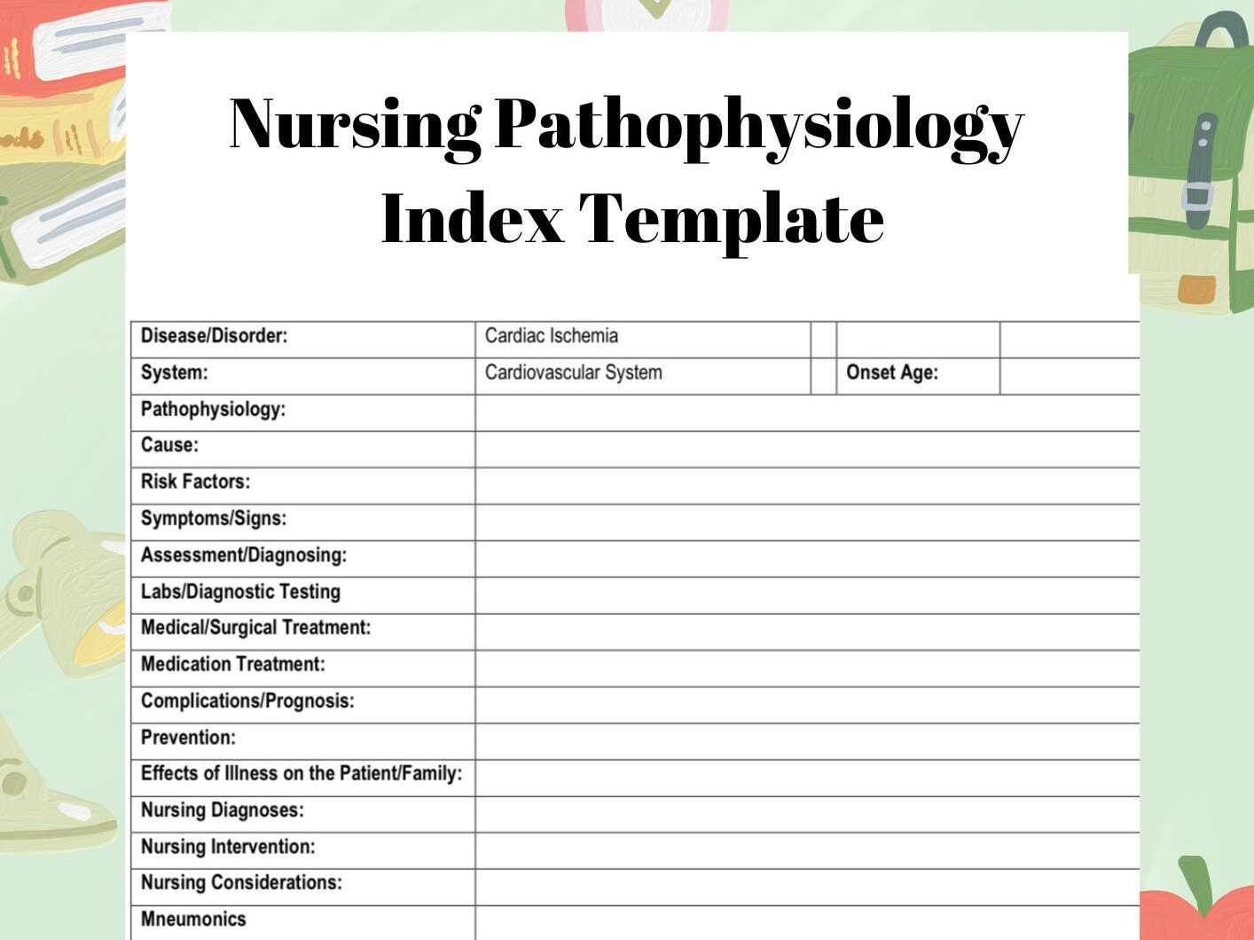 Nursing Pathophysiology Template Printable - Etsy