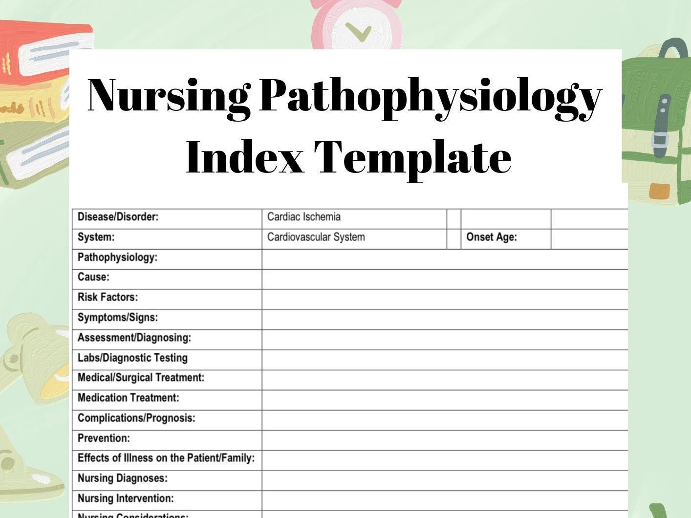 Nursing Pathophysiology Template Printable - Etsy