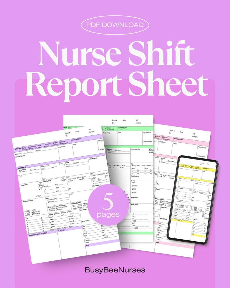 Icu Shift Report Sheet - Etsy