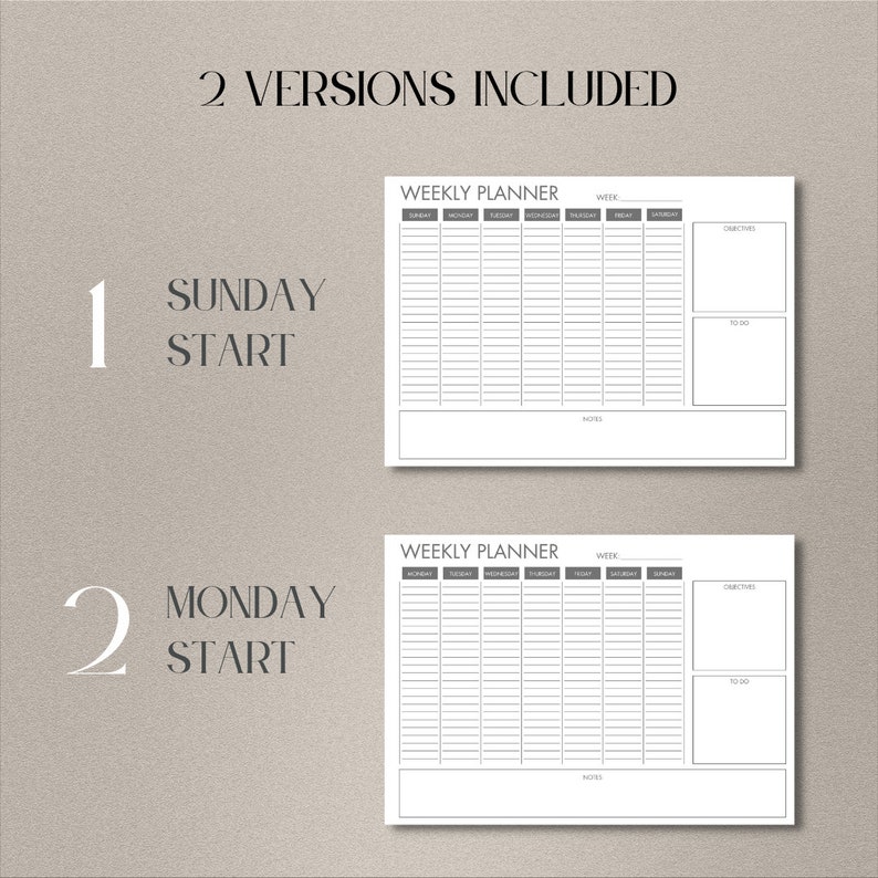 Printable and Digital Weekly Planner. Landscape Orientation With 3 ...