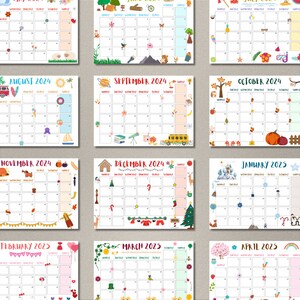 Cute Printable School Calendar 2024 & 2025. Monthly Planner Ready to ...