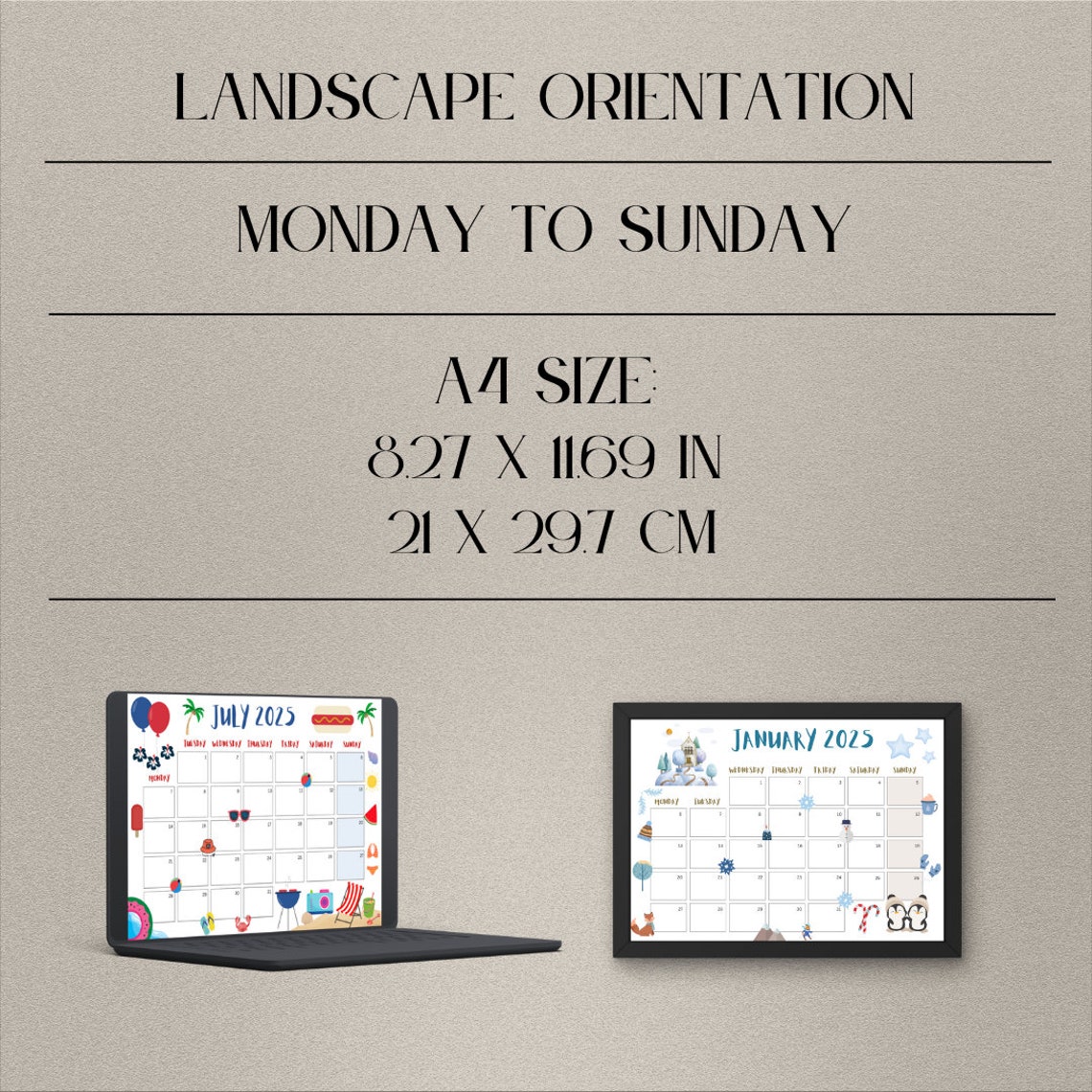 Cute Printable School Calendar 2024 & 2025. Monthly Planner Ready to ...