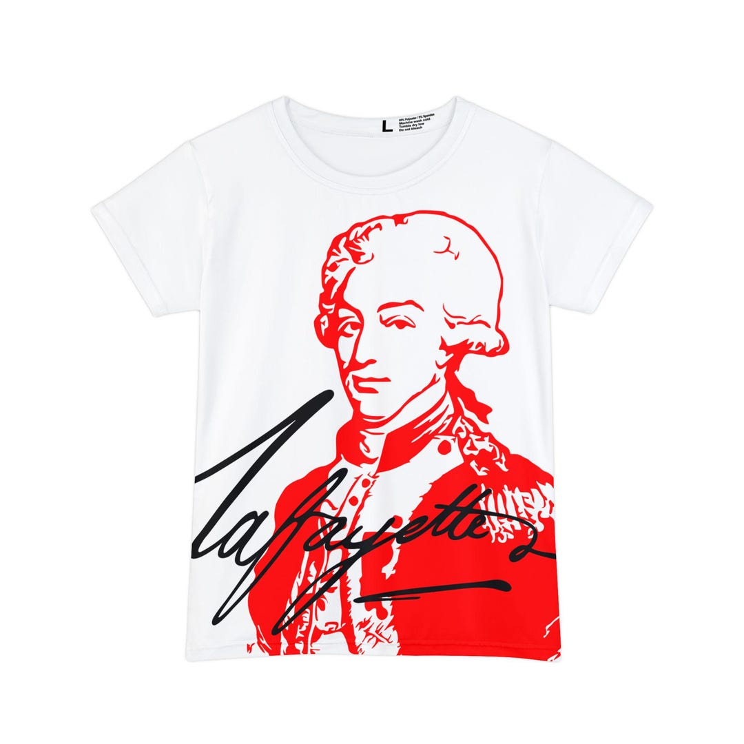Bold Marquis De Lafayette Portrait Signature Women's Cut & Sew Tee ...