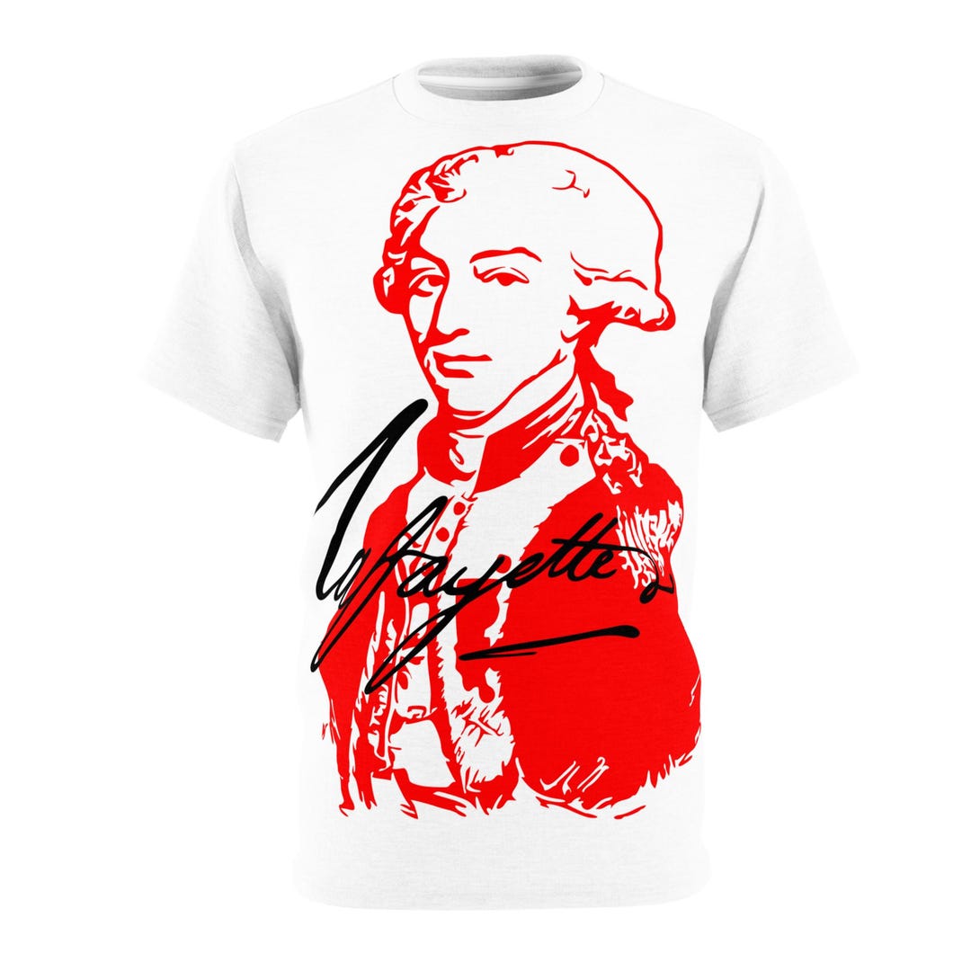 Bold Marquis De Lafayette Portrait and Signature Unisex Cut & Sew Tee ...