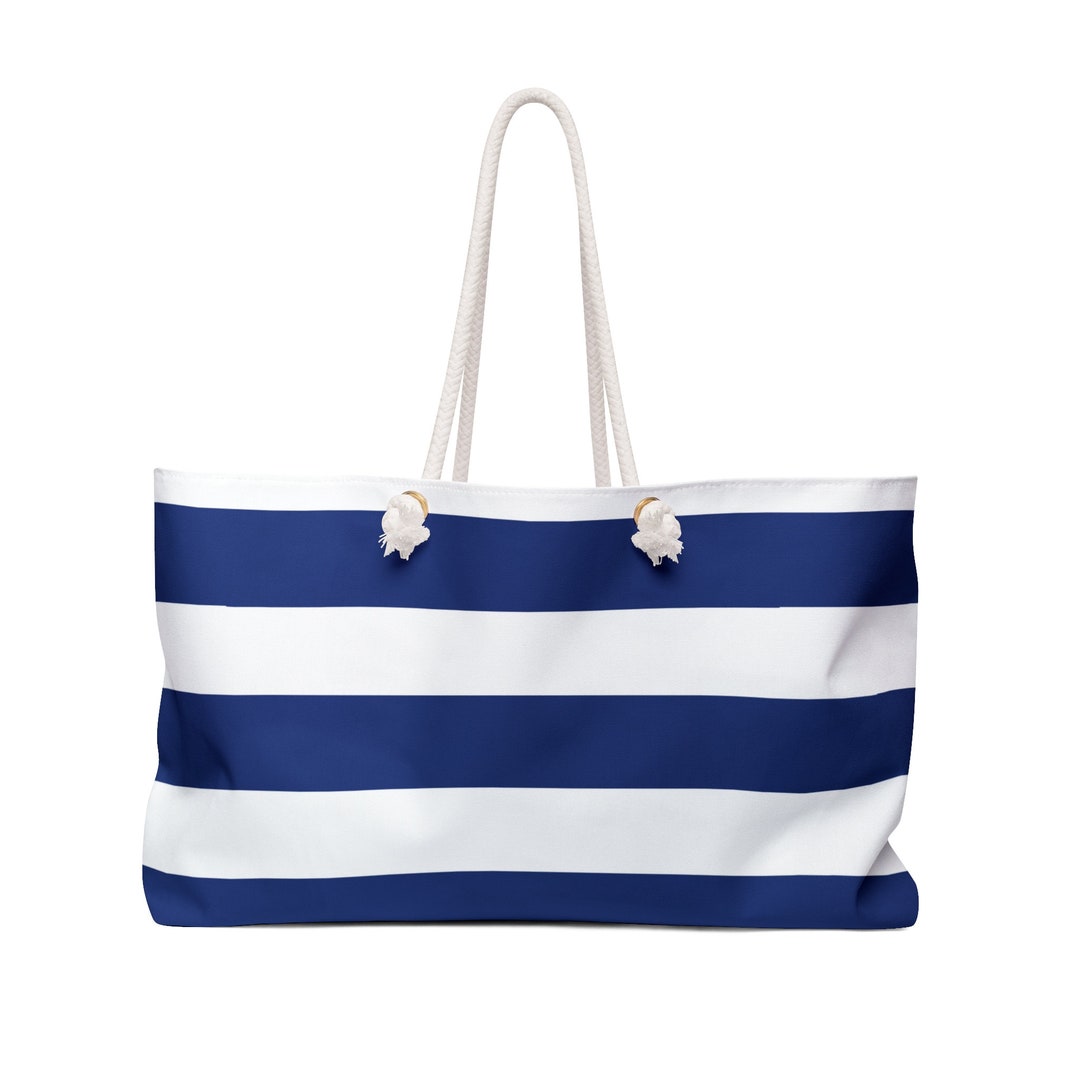 Large Beachy Navy Tote Bag Large Beach Tote Bag Weekender - Etsy