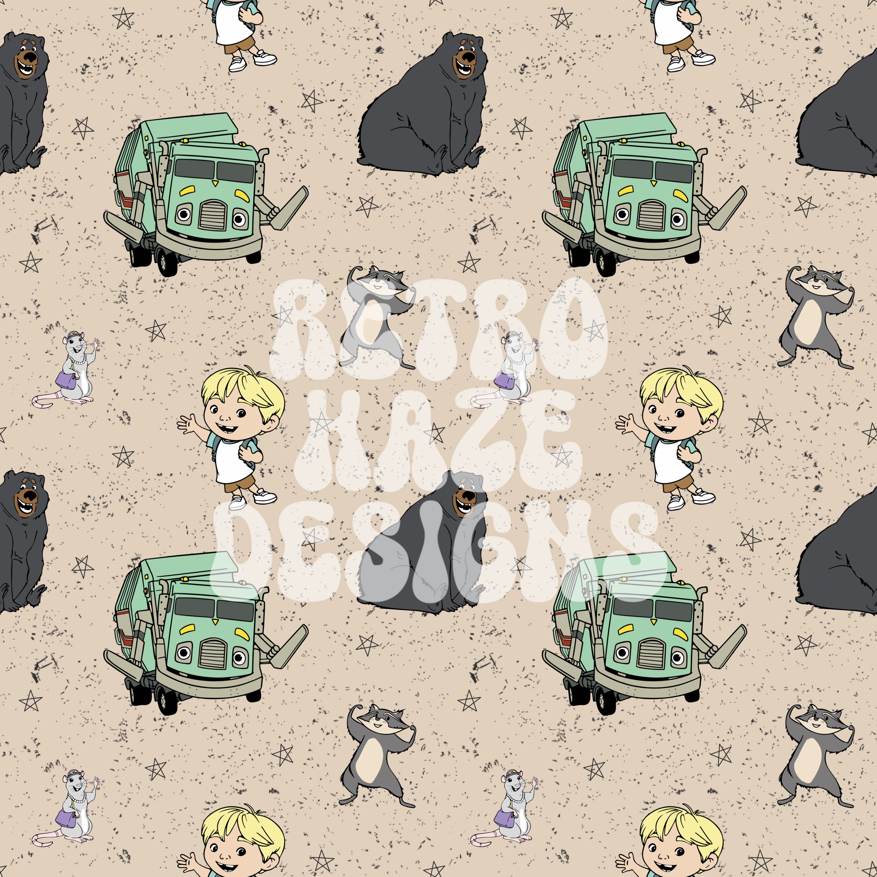 Seamless Digital Pattern, Garbage Truck, Digital Repeating Surface ...