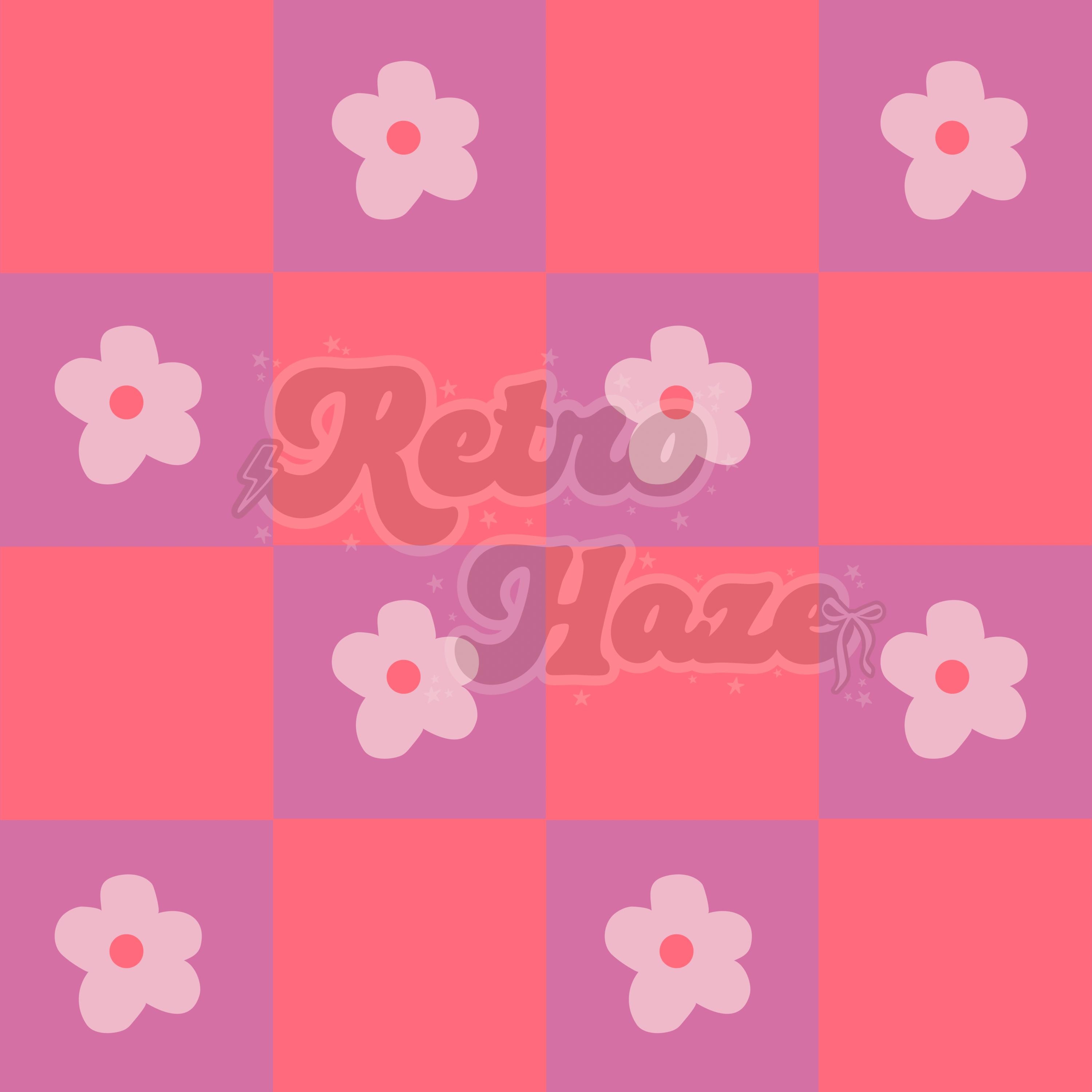 Checkered Retro Seamless Pattern | Daisy Flowers | Digital Design for ...