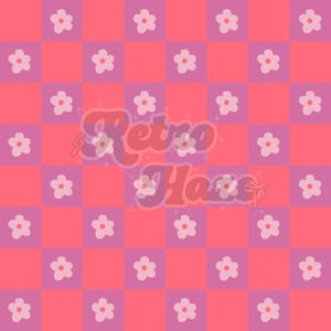 Checkered Retro Seamless Pattern | Daisy Flowers | Digital Design for ...