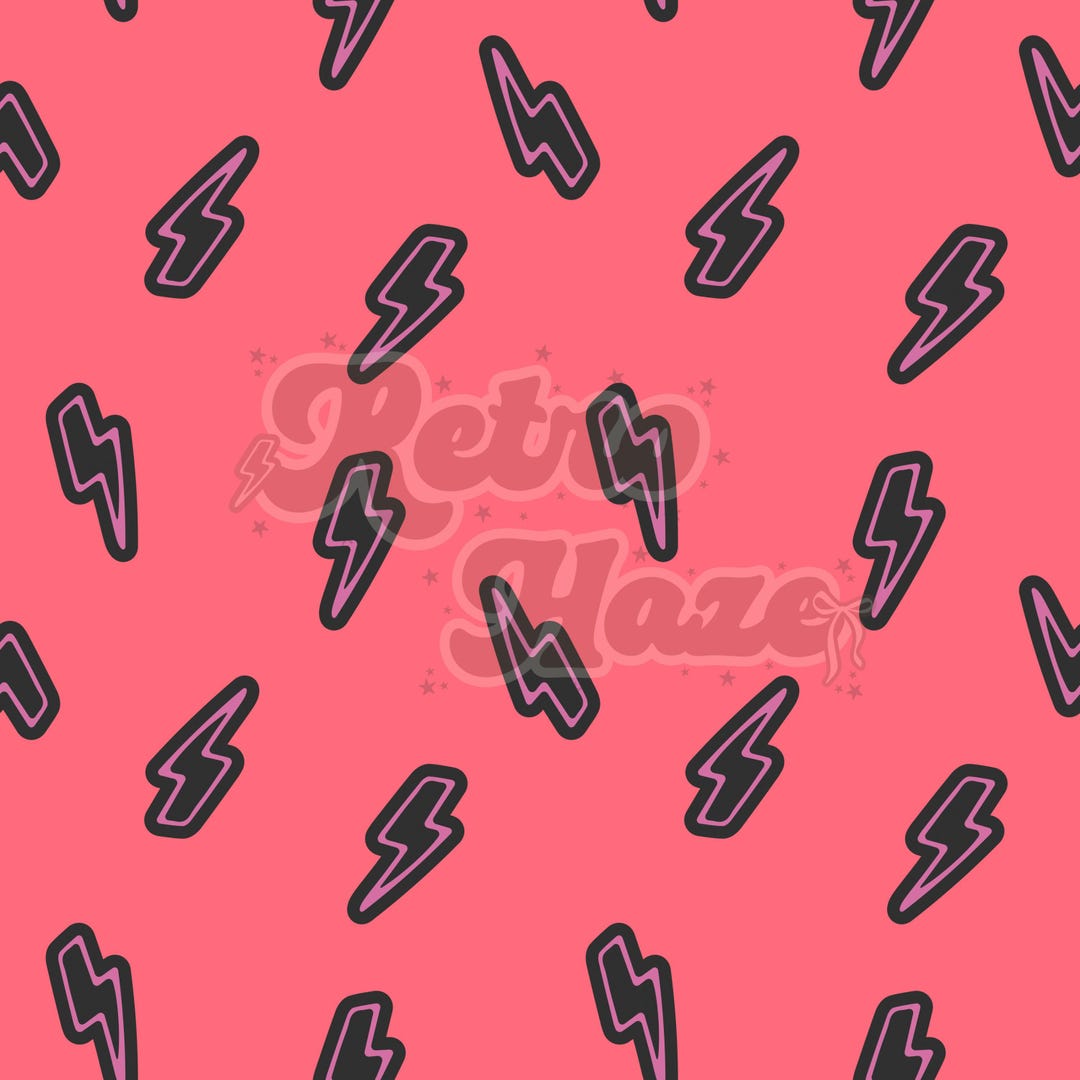 Lightning Bolts Seamless Pattern | Retro Pink | Digital Design for ...