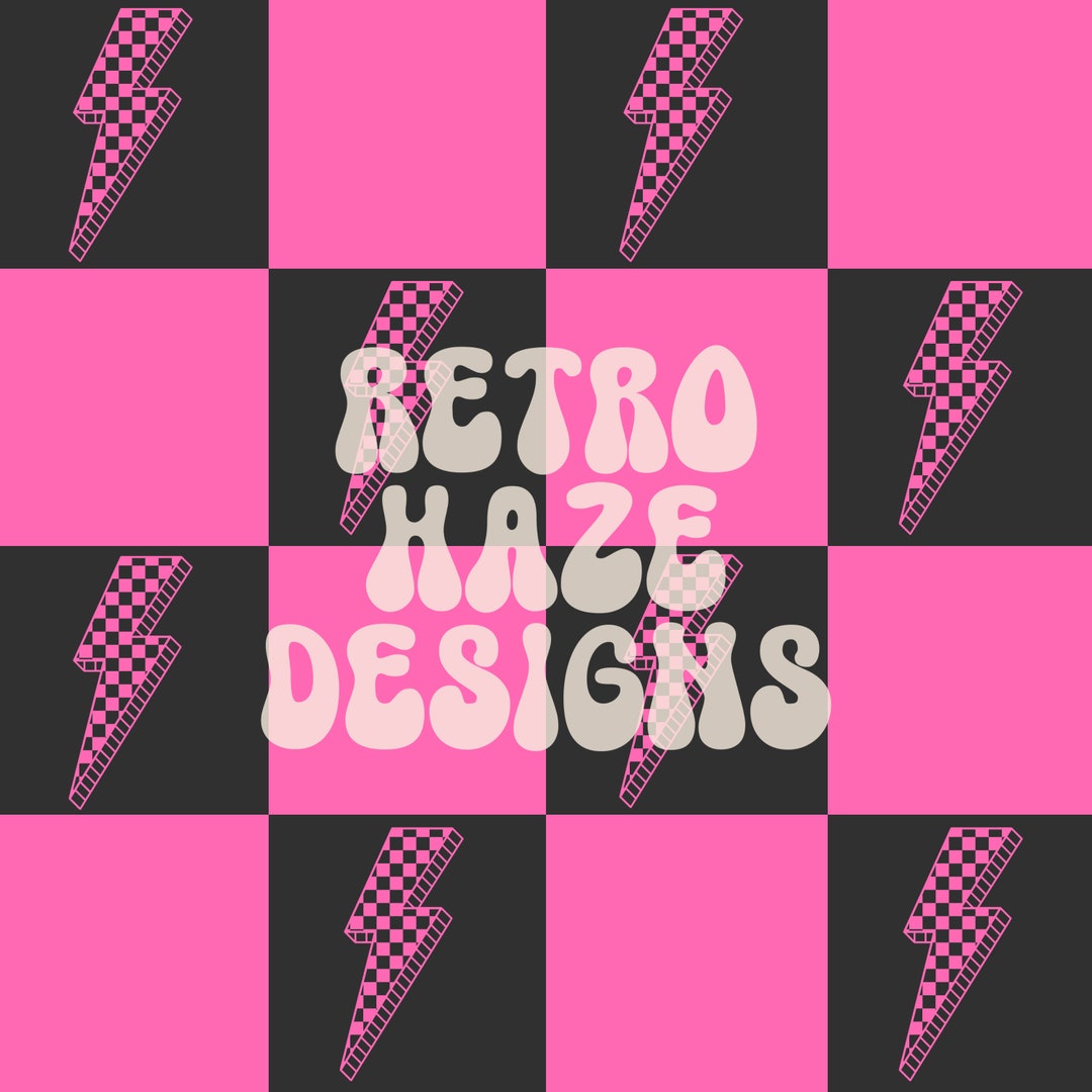 Checkered Seamless Pattern | Lightning Bolts | Hot Pink | Digital ...