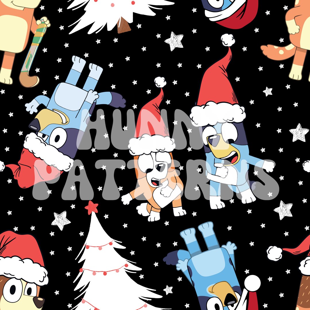 Transparent Blue Dog Christmas Seamless File - Etsy