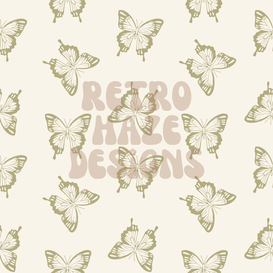 Neutral Butterflies Seamless Pattern, Sage Green and Cream - Etsy