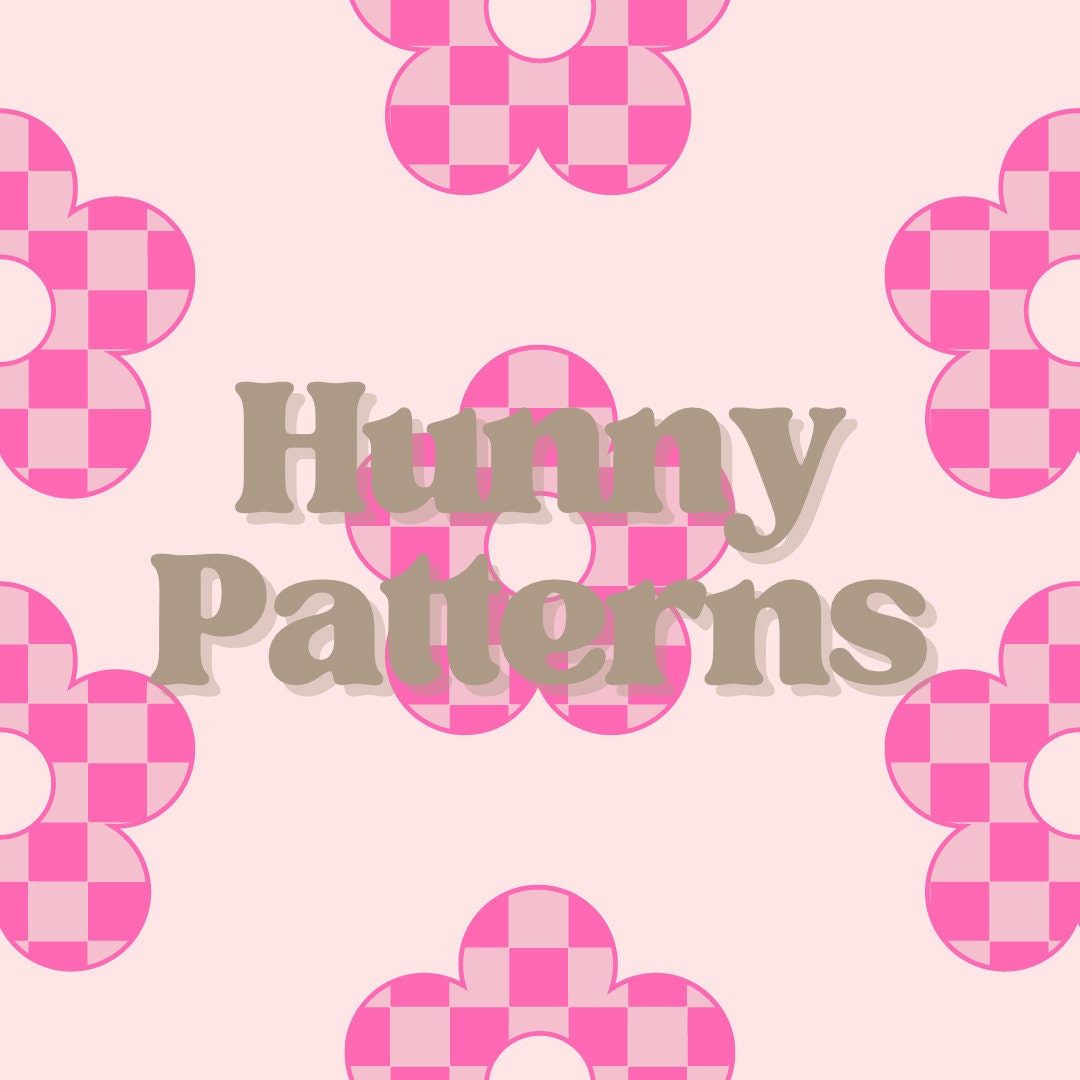 Hot Pink on Baby Pink Checkered Daisy Floral Digital Seamless - Etsy