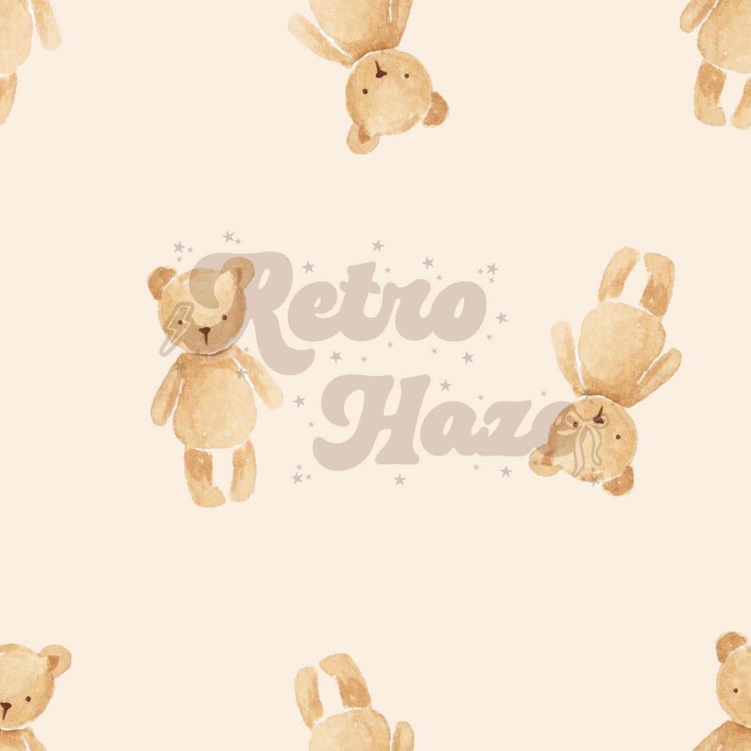 Simple Teddy Bear Seamless Pattern | Digital Repeating File for Fabric ...
