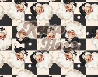 Vintage Retro Santa Seamless Pattern, Christmas, Digital Seamless File ...