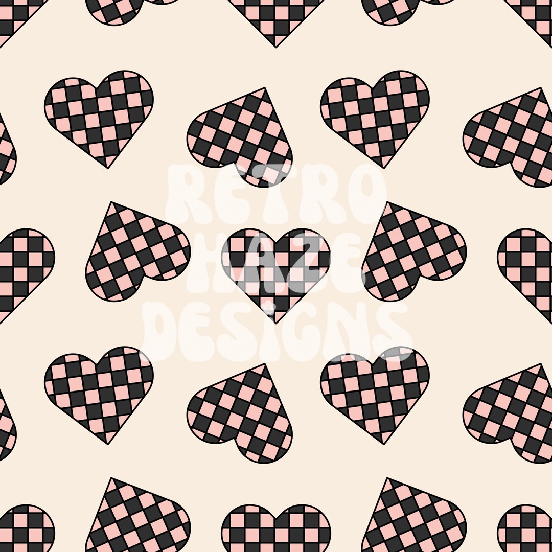 Valentines Day Hearts Seamless Pattern Checkered Hearts - Etsy