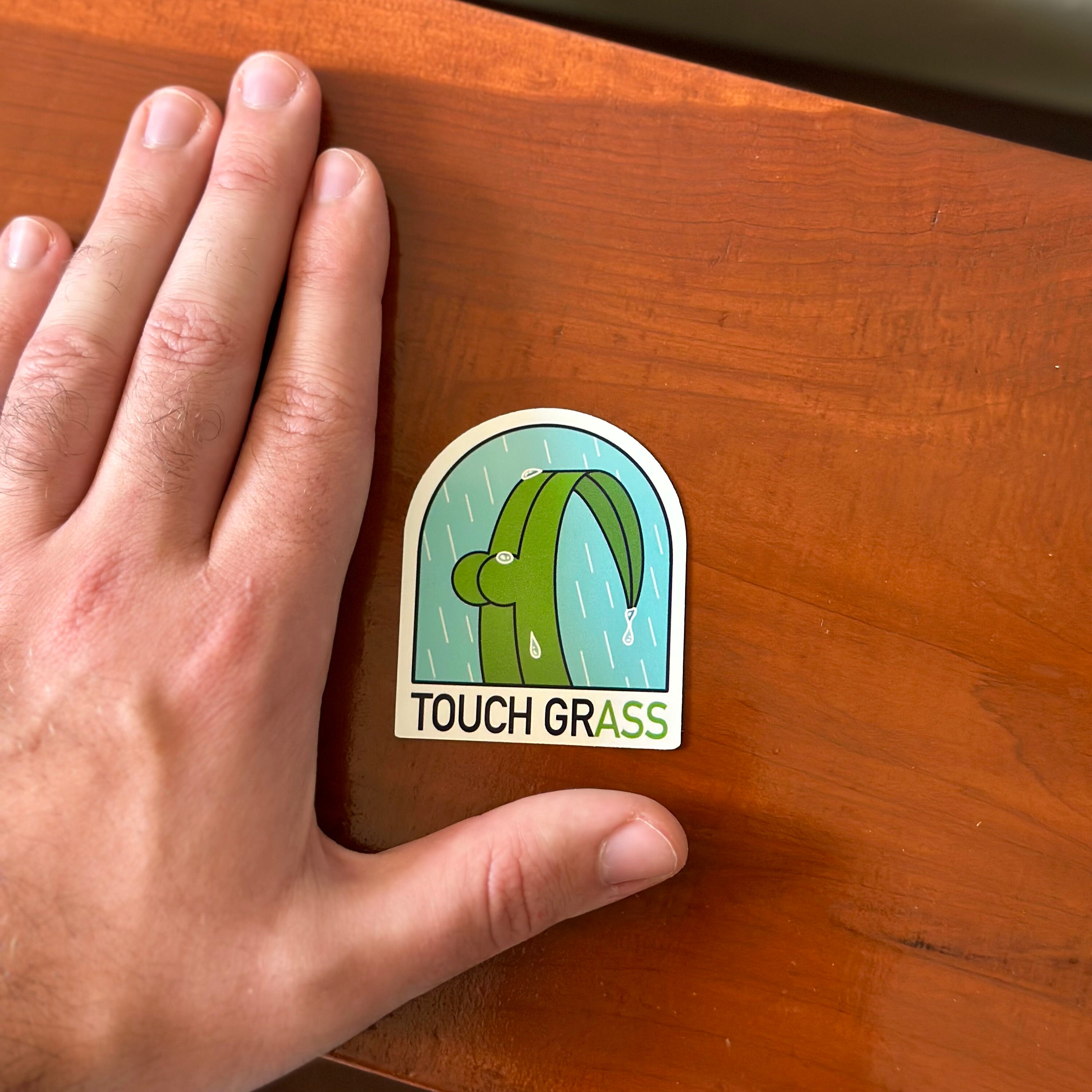 Touch Grass Meme Waterproof Sticker/decal / Queer Owned Shop - Etsy