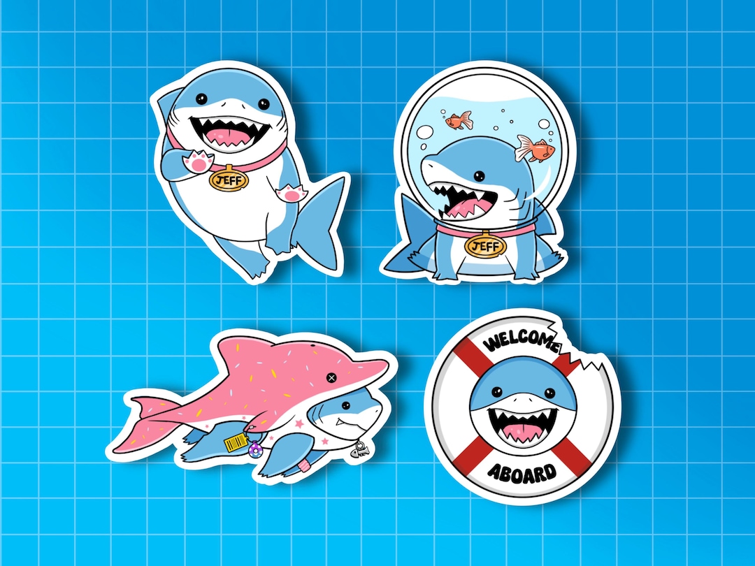 Jeff the Shark Stickers | Rivals Glossy Waterproof Laptop Die Cut ...