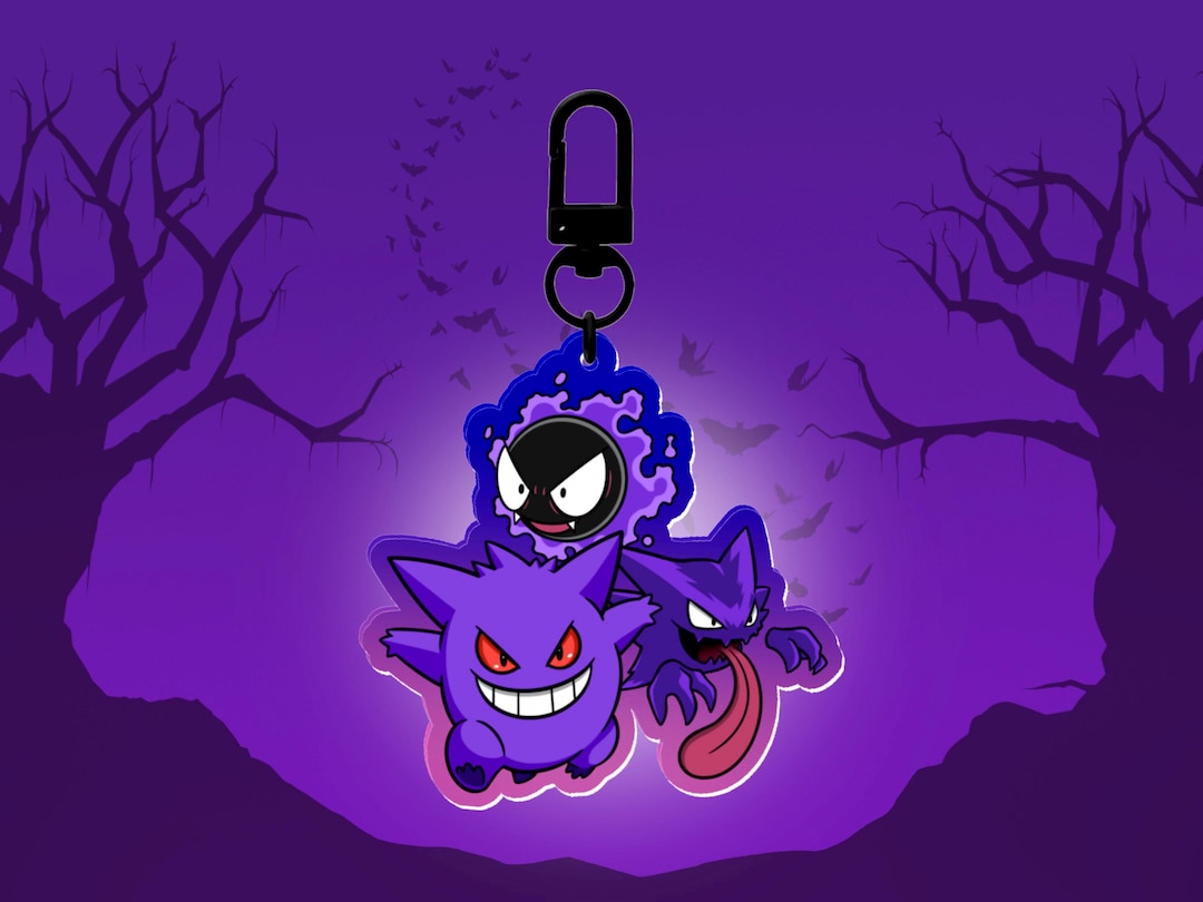 Gengar Evolution Acrylic Charm | Double Sided Gradient Stained Glass ...