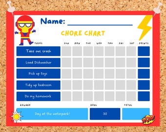 Reward Chart, Chore Chart, Behavior Chart, Boys Reward Chart, Daily ...