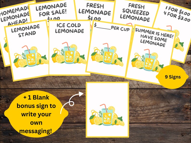 Lemonade Stand Signs, Instant Download and Print, Pretend Play, Summer ...