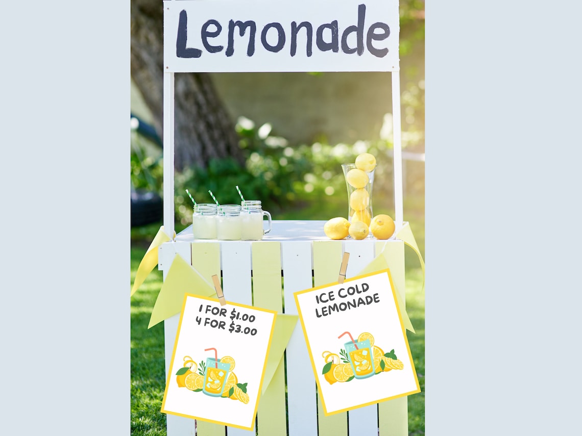 Lemonade Stand Signs, Pretend Play, Summer Activity (digital Download ...