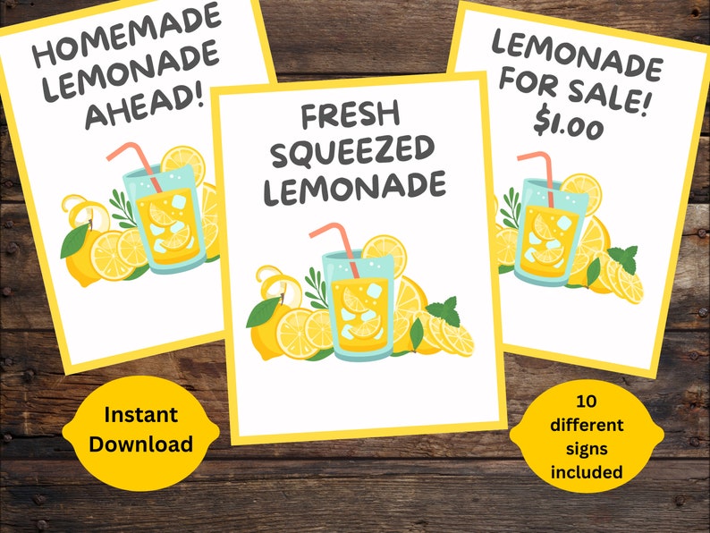 Lemonade Stand Signs Instant Download and Print Pretend - Etsy