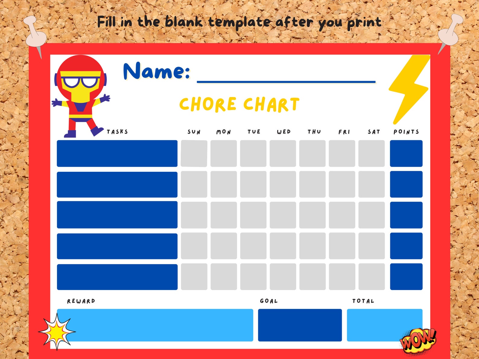 Reward Chart, Chore Chart, Behavior Chart, Boys Reward Chart, Daily ...